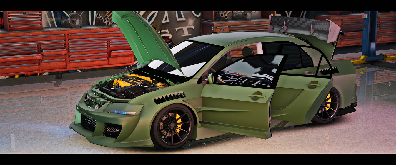 (Debadged) Mitsubishi Evo Abflug – The Garage